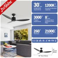 China Small And Low Profile Black Modern Ceiling Fan DC Motor ABS Blade for sale