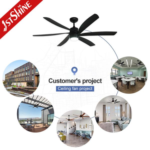 Ventilatore di soffitto a LED a distanza da 65 pollici più grande volume d'aria elevato motore DC a lama di plastica nera