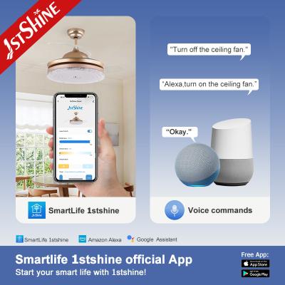 China Fan de techo retractable moderna de oro de 3 cuchillas claras con la luz del LED en venta