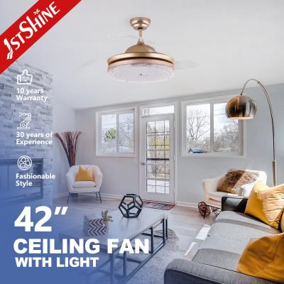 China Onzichtbare Acryllampekap Vouwbare Plafondventilator met Dimmable-Licht Te koop