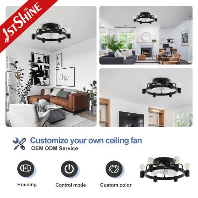 China Bedroom Industrial Easy To Install Flush Mount Ceiling Fan With Light for sale
