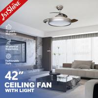 China Modern 35W LED Retractable Ceiling Fan Light Dimmable ABS Blades for sale
