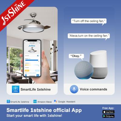 China AC Motor 230V 3 Color LED Invisible Ceiling Fan Remote Control for sale