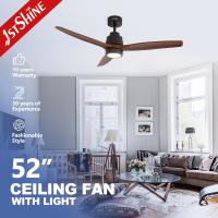 China Solid Wood Ergonomic Remote LED Ceiling Fan With Dimmable DC Motor for sale
