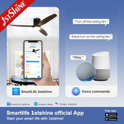 Cina Ventilatore di soffitto a lame di legno con luce e vento a 5 velocità controllato dall'app TUYA in vendita