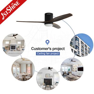 Cina Ventilatore di soffitto a lame di legno con luce e vento a 5 velocità controllato dall'app TUYA in vendita