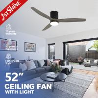 China Decorative Solid Wood Flush Mount Ceiling Fan With LED Light 6 Speed Remote Control for sale