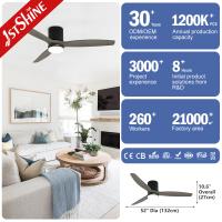 China Decorative Solid Wood Flush Mount Ceiling Fan With LED Light 6 Speed Remote Control for sale