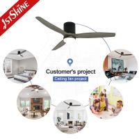 China Decorative Solid Wood Flush Mount Ceiling Fan With LED Light 6 Speed Remote Control for sale