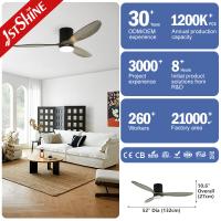 China Low Noise 35W Decorative Solid Wood Flush Mount Ceiling Fan With LED Light for sale
