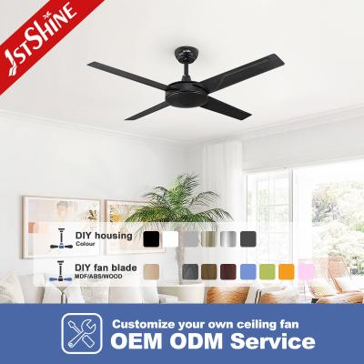 China 4 Blades AC Motor 61W Black Metal Ceiling Fan 3 Speeds Remote Control for sale