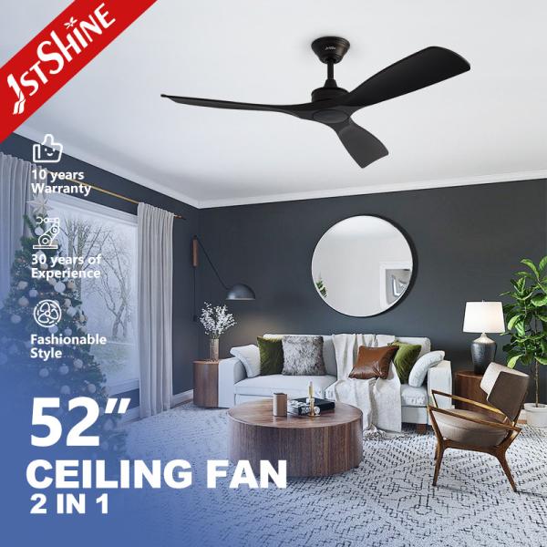 52 ιντσών 2-σε-1 DC κινητήρας ανεμιστήρα οροφής με επιλογή φωτός και τηλεχειριστή 6 ταχύτητες 3 λεπίδες