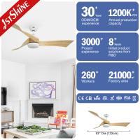 China 230V Solid Wood Blades 3 Color LED Dimmable Ceiling Fan With Remote Control for sale