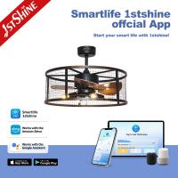 China Downrod Mount Remote Control Cage Ceiling Fan 20in With Light for sale