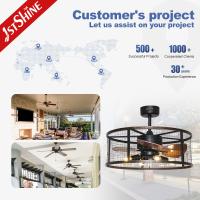 China Downrod Mount Remote Control Cage Ceiling Fan 20in With Light for sale