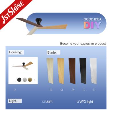 China Multi Color Plastic Ceiling Fan With DC Motor No Light remote control include for sale