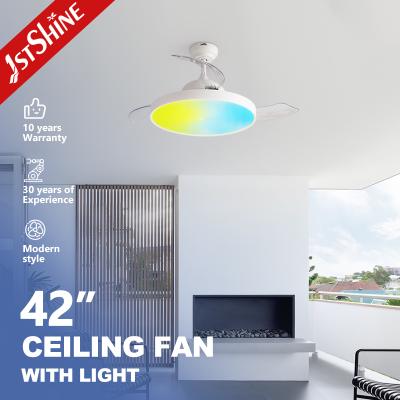 China 42 Inches Smart Retractable Ceiling Fan With Ambient Lighting for sale