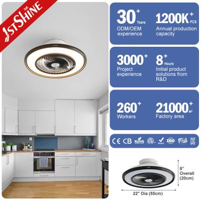 China 22 Inch Modern Flush Mount Ceiling Fan with LED Light – Compact, Quiet, and Stylish for sale