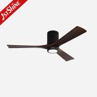 China 52 Inches Flush-Mounted Solid Wood Ceiling Fan with Remote Control and LED Light for sale