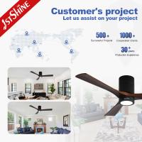 China 52 Inches Flush-Mounted Solid Wood Ceiling Fan with Remote Control and LED Light for sale