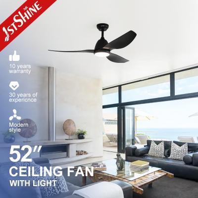 China 52 Inches Matte Black Modern Ceiling Fan with LED Light and Silent DC Motor for sale
