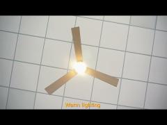 3 Natural Plywood Blades Flush Mount Decorative Ceiling Fan Without Light