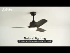 Remote Led Ceiling Fan 42 Inch Dc Motor Black Plastic Blade Energy-Saving