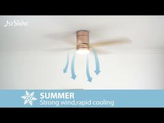Remote Ceiling Fan With LED Low Profile Bedroom Mdf Blade Quiet Dc Motor