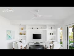 Ventilador de teto branco fosco com motor de corrente contínua para economia de energia em ambientes internos