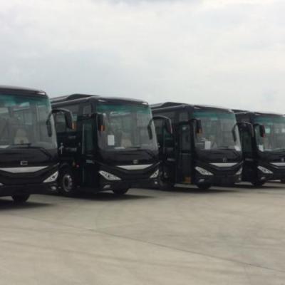 China Comfortable Tourist Travel Coach Bus Electric 410KM Mileage With Leather Seats Te koop