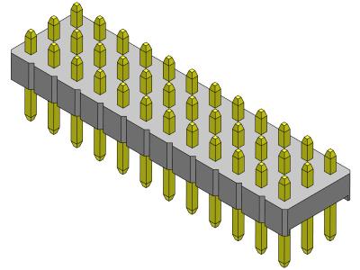 Cina TIPO 3*2 PIN To 3*40PIN H=2.54MM della IMMERSIONE triplo di fila di Pin Header Connector 2.54mm in vendita