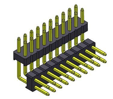 China Pin Header Connector 2.00mm Dual Row Stack R/A TYPE 2*2PIN To 2*40PIN for sale