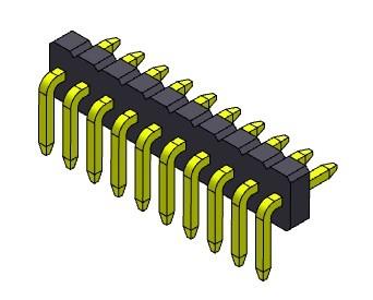 China 1.27mm Circuit Board Header Connectors Single Row R/A 1*2PIN To 1*50PIN for sale