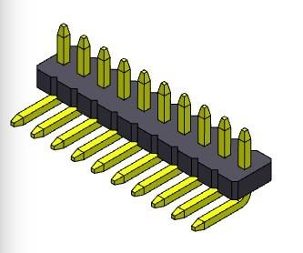 China 1.27mm Circuit Board Header Connectors Single Row R/A 1*2PIN To 1*50PIN for sale