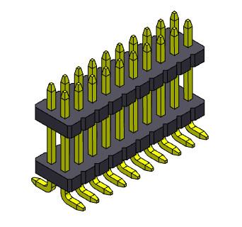 Tipo diritto di SMT della pila doppia di fila di Pin Header Connector 1.27mm Serise con i pioli 2*3 PIN To 2*40PIN SQ0.40mm