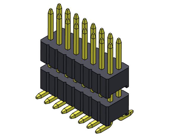 Tipo diritto di SMT della pila doppia di fila di Pin Header Connector 1.27mm Serise con i pioli 2*3 PIN To 2*40PIN SQ0.40mm