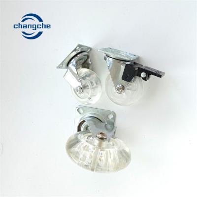 中国 Transparent PU Furniture Castors Wheels Swivel Plate 50mm Gel Office Chair Casters 販売のため