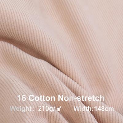 Cina Manufacturers Direct Supply 16 Cotton Corduroy Without Stretch Velvet Corduroy Material Fabric for Shirt Clothing Shoe Fabric in vendita