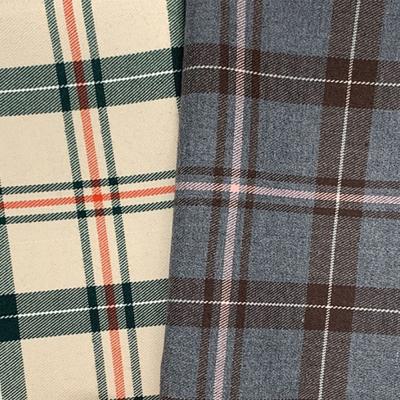 China 260GSM Polyester Rayon Blend TR  Trouser Pants Fabric Multi Check Plaid Twill Weave Gingham Woven Fabric for sale
