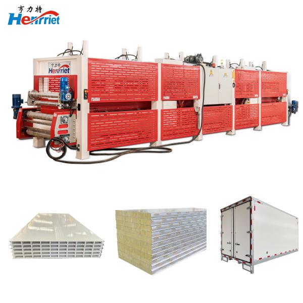Quality 10 Meter Platen Length Purification Sandwich Panel Hot Pressing Production Line with 100t Maximum Pressure and PLC-Based Central Controller for sale