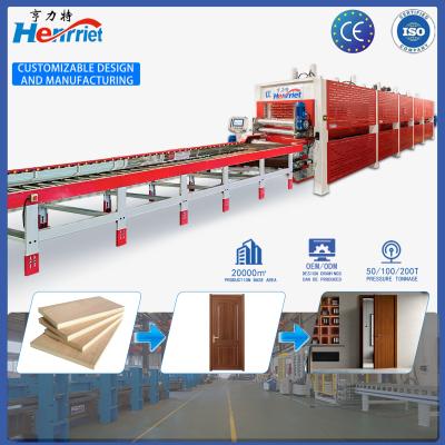 China 10M Door Panel Hot Press Production Line with 100t Maximum Pressure and Electric Heating Heat Transfer for Wood Steel Doors for sale