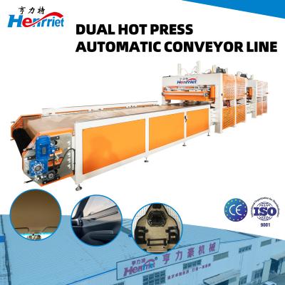 China Thermal Oil Circulation Heated Double Hot Press Machine with 100 Ton Maximum Pressure and PLC + Touch Screen Control for sale