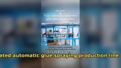 Integrated automatic glue spraying production line