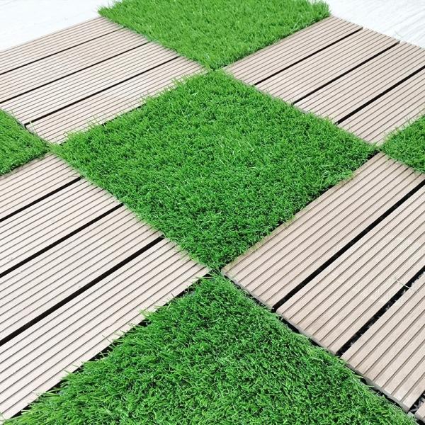 Quality Commercial Artificial Grass Turf Tile Interlocking Design 3/8 inch Gauge DIY Pet for sale