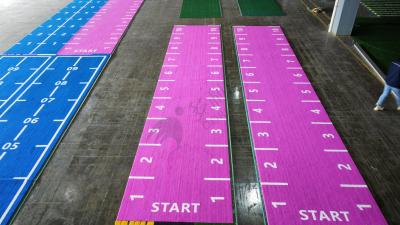 Cina Piana di ginnastica di erba artificiale verde pre-confezionata per palestra pista di corsa Power Sledding 15mm Altezza del palo in vendita