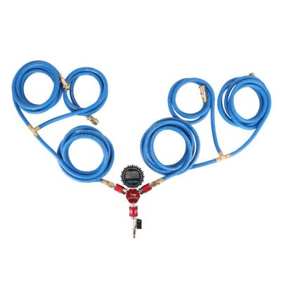 중국 타이어 공기 주입 및 배기 시스템용 디지털 게이지 4방향 에어 매니폴드 판매용