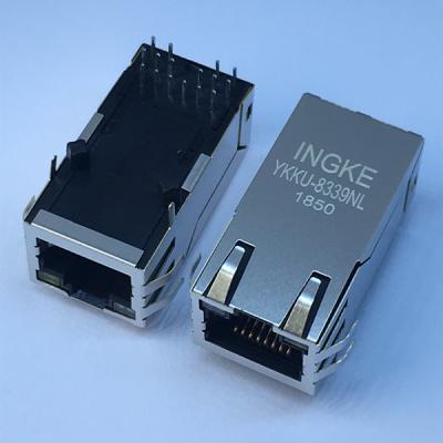 China Ingke YKKU-8339NL Direct Substitute 0826-1X1T-43-F 1 Port Through Hole 1000 BASE-T Tab Up RJ45 Magnetic Jack Connectors for sale