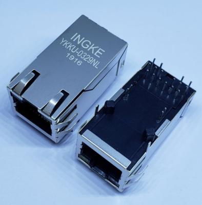 China Ingke YKKU-0329NL 100% cross 0826-1X1T-GH-F Through Hole 1 Port  Industrial RJ45 connector jacks 1000 Base-T PoE+ for sale