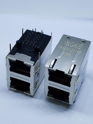 China INGKE YKG-812119B Direct Substitute 7499151120 2 Port RJ45 Jacks With Magnetics 1000 Base-T Through Hole for sale