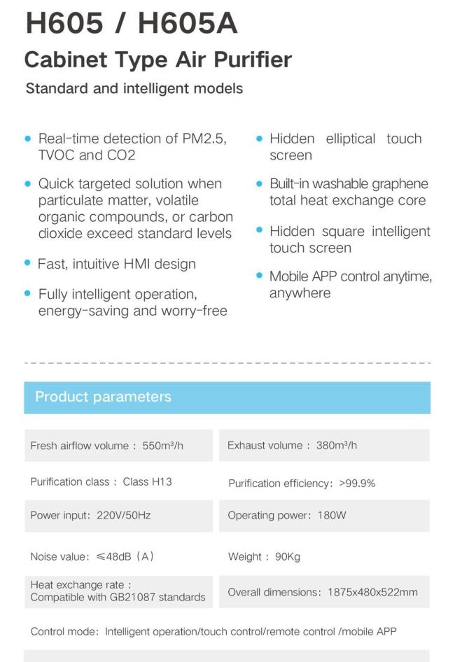 Home Use Ventilation System with Air Purifier, Heat Exchange Intelligent Control HVAC